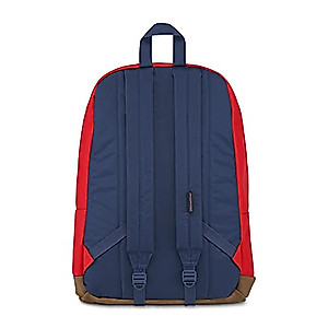 JanSport Right Pack Backpack - Travel, Work, or Laptop Bookbag with Leather Bottom, Red Tape