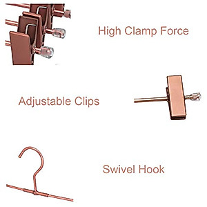 20Pack Koobay 30CM Rose Gold Clothes Hangers with 2 Adjustable Clips Pants Hangers