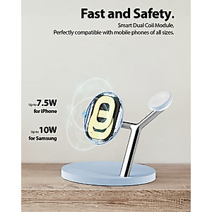 Wireless Charging Station, Wireless Charger Stand, Fast Wireless Charging Dock for iPhone 15/14/13/12/11/Pro/X/Max/XS/XR/8/Plus, for Apple Watch7/6/5/4/3/2/SE, for Airpods 3/2/Pro(Purple)