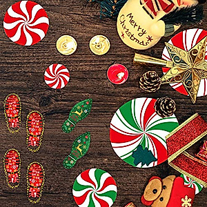 156PCS Christmas Peppermint Floor Decals Footprints Stickers for Christmas Candy Party Decoration Xmas Party Decor Supplies, 12 Sheets