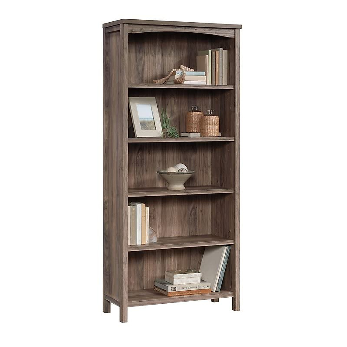 Sauder Costa Engineered Wood 5-Shelf Bookcase in Washed Walnut