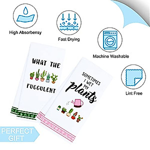 LXOMILL Funny Kitchen Towels, Plant Lover Gifts for Women Gardener, Plant Lady Mom Gifts, Housewarming, Friend Birthday Gift, Succulent Cactus Plant Gifts