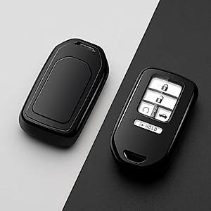 ZSPDACC compatible with Honda Key Fob Cover Black TPU Car Key case Holder Key chain Protector Compatible with Civic Accord Pilot Odyssey CR-V Clarity HR-V Insight Passport Ridgeline Accessories