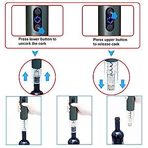Electric Wine Bottle Opener Automatic Wine Opener Rechargeable Electric Corkscrew with Wine Aerator,Foil Cutter,Wine Stopper,USB C Charging Cable, Perfect Wine Gifts Set (Silver Grey)