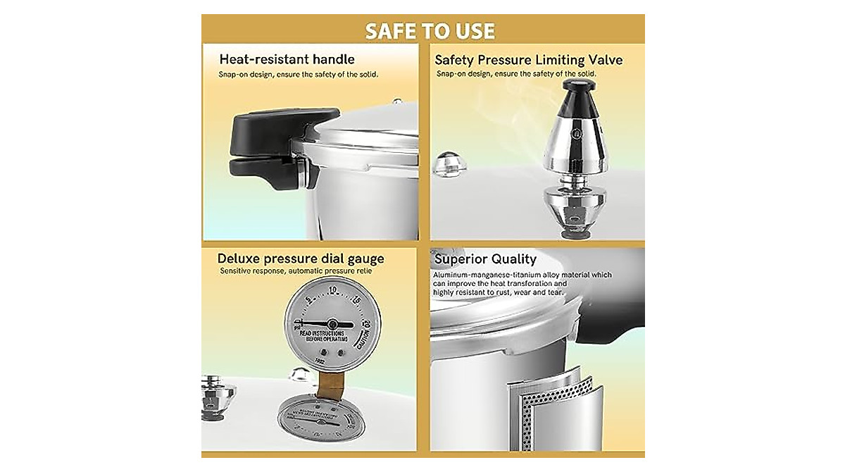 Fulgutonit 19 Quart Aluminum Pressure Cooker,Induction Compatible ...