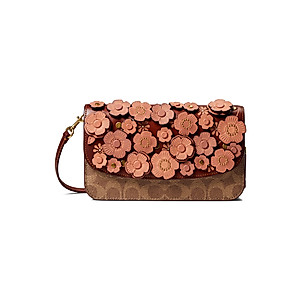 COACH Coated Canvas Signature Tea Rose Hayden Crossbody Tan/Rust Multi One Size