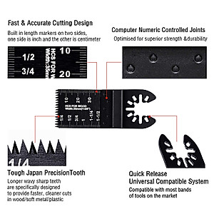 Ettonsun 20Pcs Wood Japan Oscillating Multitool Saw Blades Universal Multi Purpose Tool Blades for Fast Cutting Compatible with Fein Dewalt Multimaster Porter Cable Black&Decker Bosch Craftman