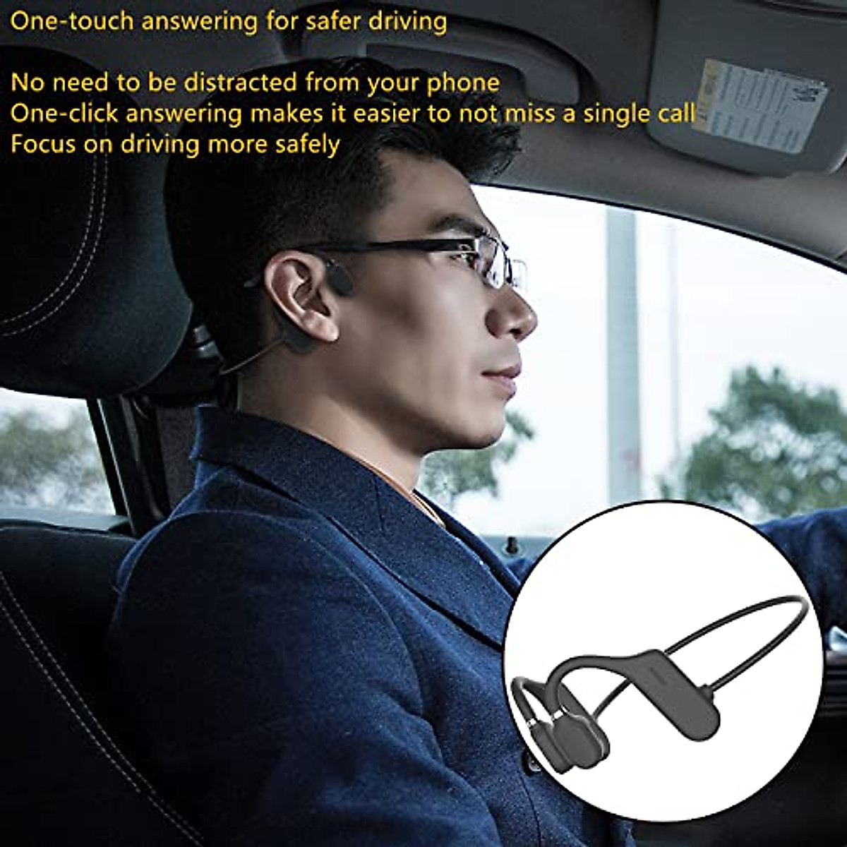 ZUBANA Bone Conduction Headphones, Workout Headphones for Menand Women, with Built-in Mic, Waterproof Earphones, Running, Cycling, Hiking, Gym, Climbing & Driving-Gray