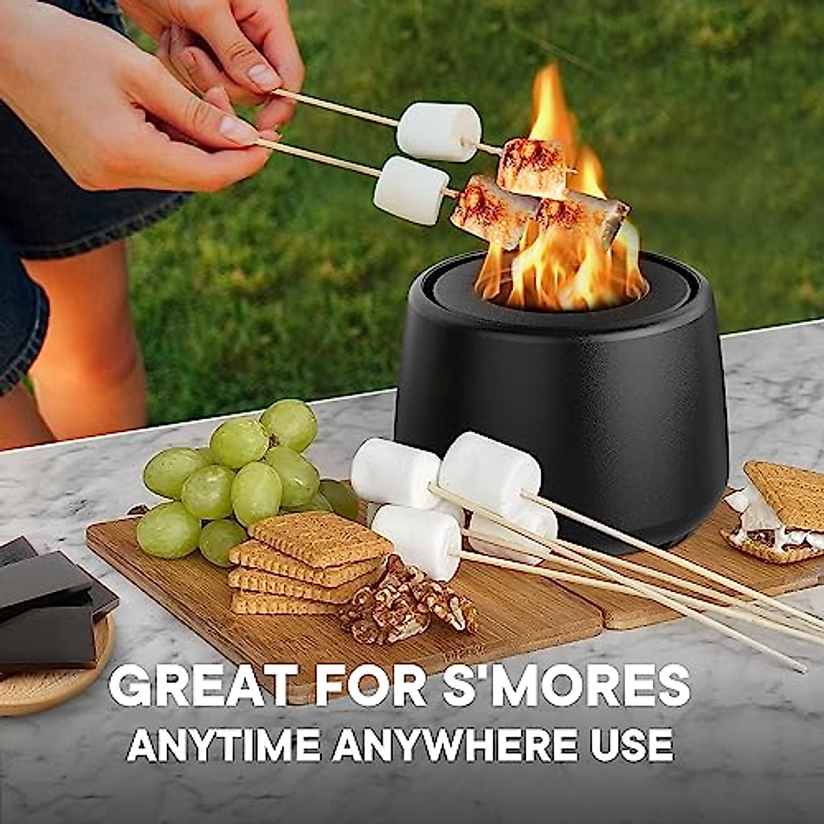 Ceramic Tabletop Fire Pit, Portable Ethanol Fire Bowl, Mini Rubbing Alcohol Fireplace Table Top Fire Pit Bowl Long Burning Smokeless Housewarming Gift with Indoor & Outdoor & Garden
