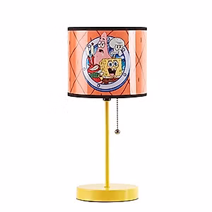 Spongebob Stick Table Kids Lamp with Pull Chain,Metal, Themed Printed Decorative Shade