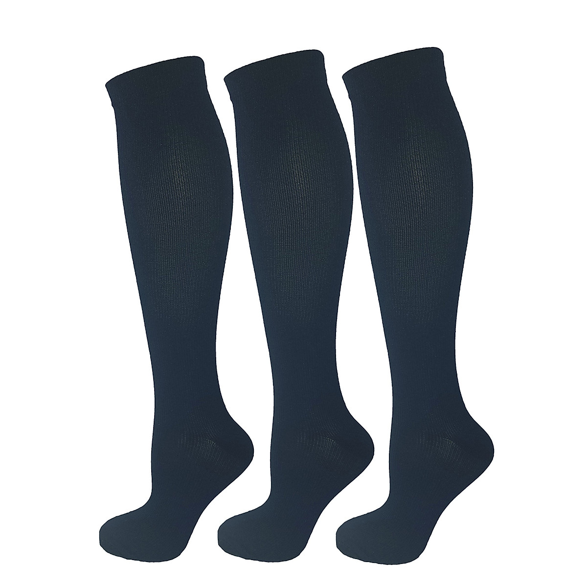 3 Pair Navy Blue Small/Medium Ladies Compression Socks, Moderate/Medium Compression 15-20 mmHg. Therapeutic, Occupational, Travel & Flight Knee-High Socks.