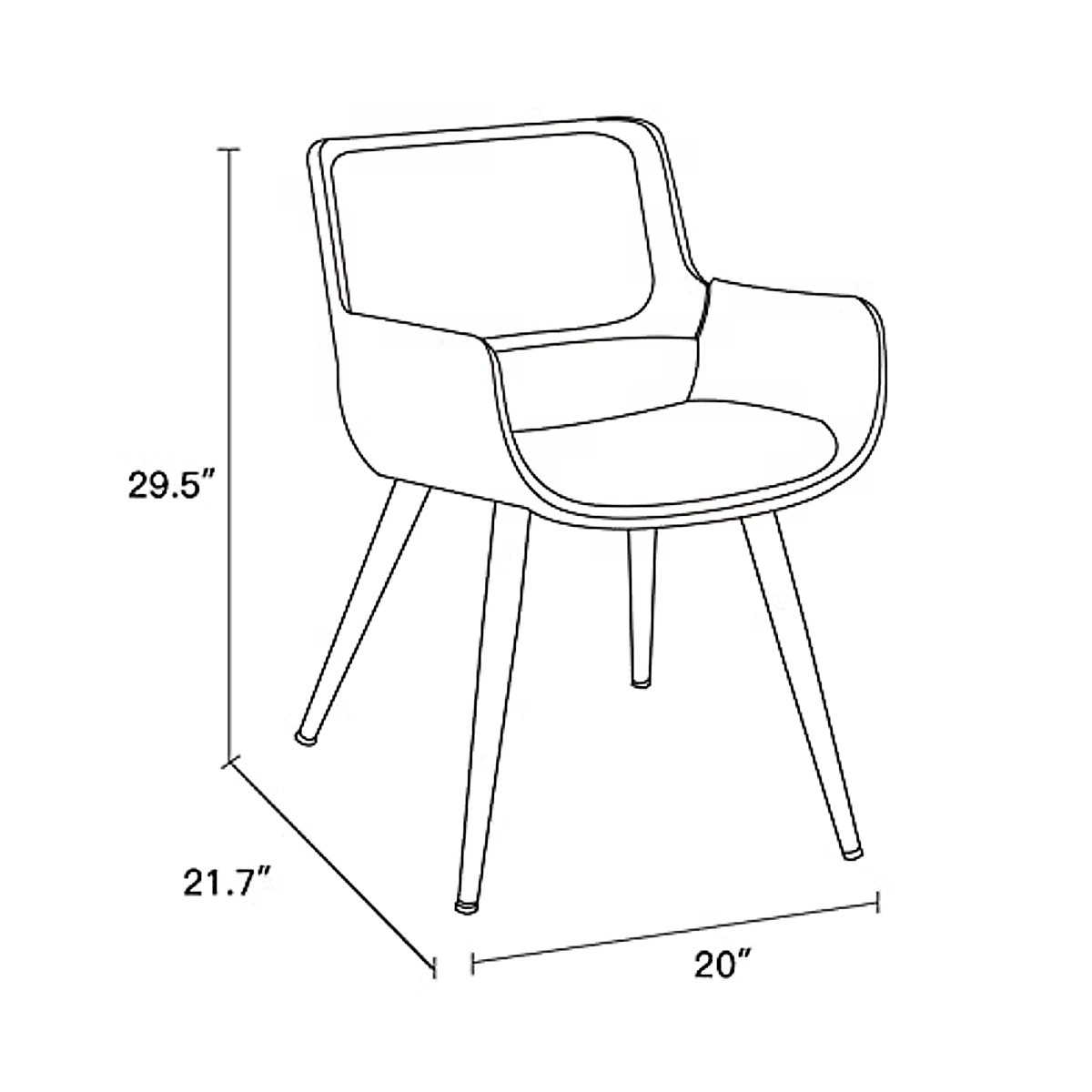 ARTPLAN Mid-Century Modern Accent Bamboo Small Arm Chair with PU Upholstered Dining Chair for Living Room, Set of 2