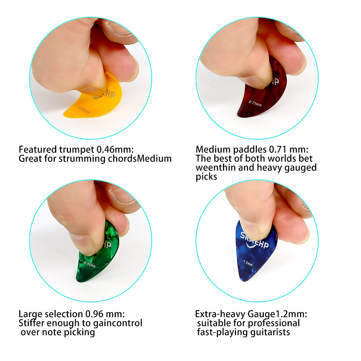 SKAEHP Celluloid Guitar Picks 20 Pack With Guitar Pick Box, 4 Thickness, Thin, Medium, Heavy & Extra Heavy, apply to Acoustic Guitar Electric Guitar Bass and Ukulele Guitar Picks（Christmas gift）