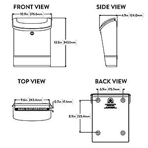 Architectural Mailboxes Parkside Galvanized Steel, Locking, Wall Mount Mailbox, 2576W-10, White, Medium Capacity