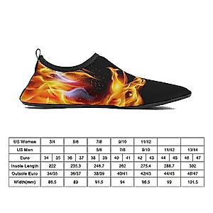 Water Shoes for Womens Mens Barefoot Quick-Dry Aqua Socks for Beach Swim Surf Yoga Exercise (Ice Blue and Red Fire Flame Dragon)