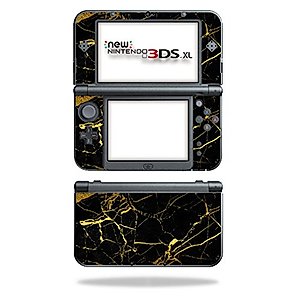 MightySkins Skin Compatible with Nintendo 3DS XL (2015) - Black Gold Marble | Protective, Durable, and Unique Vinyl Decal wrap Cover | Easy to Apply, Remove, and Change Styles | Made in The USA