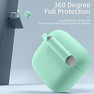 Adorve AirPods 3rd Generation Case Cover, Silicone Protective Accessories Case Skin with Keychain Compatible with Apple AirPod 3 Gen 2021 New for Women Men, 2 Pack, Mint Green, Sand Pink