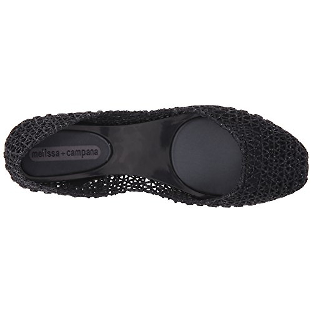 Melissa Women's Campana Papel Vii Ballet Flat, Black Glitter, 5 M US