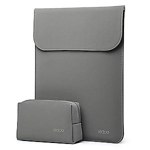 HYZUO 13 Inch Laptop Sleeve Compatible with MacBook Air M2 A2681 13.6" Display, MacBook Air 13 M1 2018-2022, MacBook Pro 13 M2 M1 2016-2022, Faux Suede Leather Case with Accessory Bag, Dark Gray