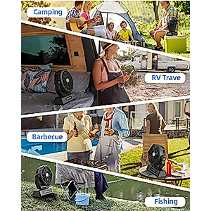 Portable Rechargeable Fan - 20000mAh 9-Inch Battery Operated Powered Fan(60Hrs) - Camping Fan with Light & Remote for Tent - USB Table Fan for Travel, Jobsite - 4 Speeds, 4 Timers, Auto-Oscillation