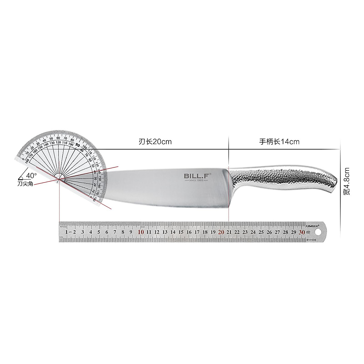 BILL.F Kitchen Knife Set Professional Knife Set with Wooden Block, 14 Pieces Ultra Sharp Stainless Cutlery Kitchen Knife Tool Set with Steak Knives, Kitchen Shears