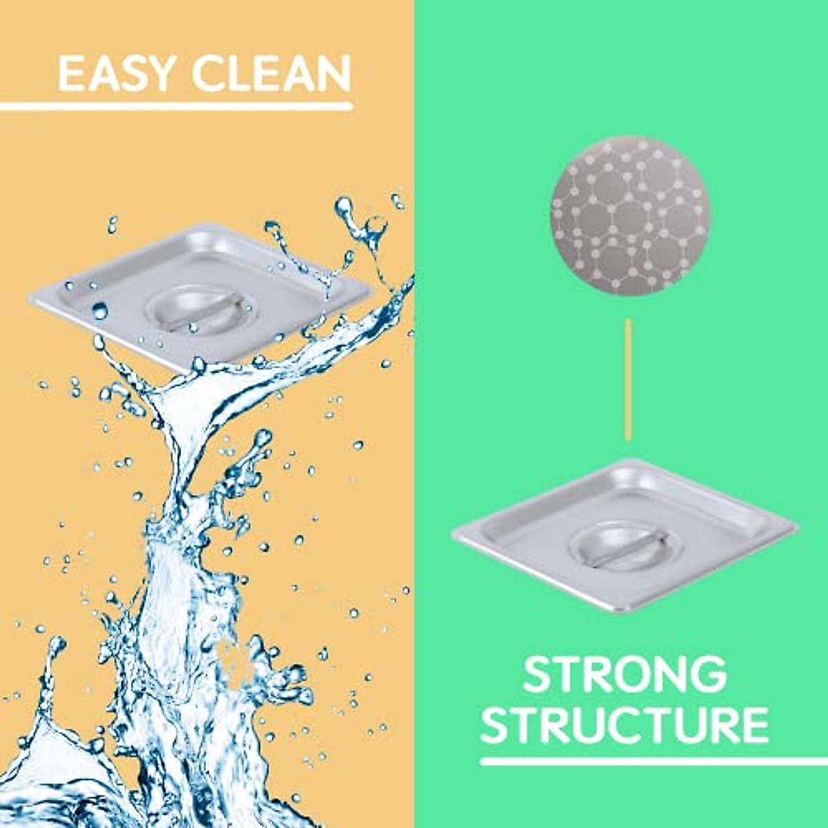 ERUPTA Stainless steel Commercial Steam table pan Lids,NSF Anti-jam GN hotel Pans Lid-1/6 catering food pan lid