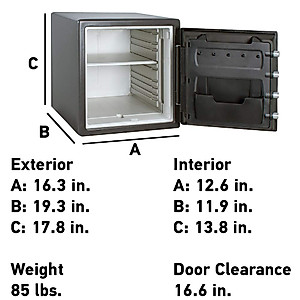 SentrySafe Fireproof Steel Home Safe with Digital Keypad Lock, Secure Valuables, Jewelry and Documents, 1.19 Cubic Feet, 17.8 x 16.3 x 19.3 inches, SF123ES