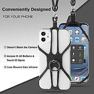 Mornex Phone Lanyard, Universal Adjustable Neck Straps Holder and Ring Grip, Silicone Cell Phone Lanyard Compatible with Most Smartphones