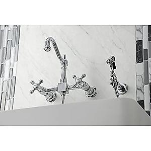 Kingston Brass KS1261AXBS Heritage Bridge Kitchen Faucet, Polished Chrome, 8 x 6.56 x 2.25