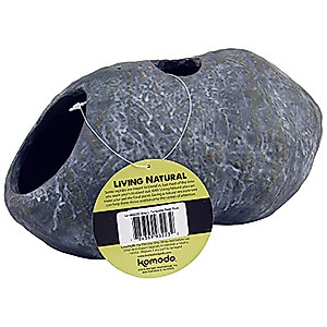 Komodo Reptile - Rock Den w/Built-in Jelly Pot Cricket Food Holder - Includes Attached DBDPet Pro-Tip Guide (Small)