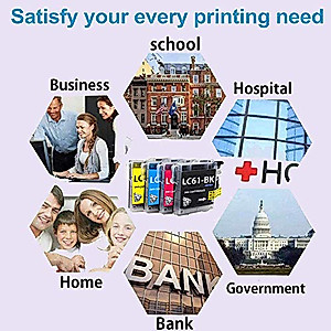 Wolfgray 24PK LC61 Compatible LC61BK LC61C LC61M LC61Y Ink Cartridge for Brother MFC-490CW MFC-495CW MFC-J615W MFC-J630W MFC-790CW MFC-290C DCP-165C DCP-385C DCP-585CW MFC-5490CN MFC-5890CN MFC-6490CW