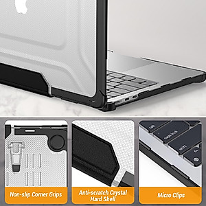 SEYMAC stock Case for MacBook Pro 16 inch 2024-2021 A3403 A3186 A2991 A2780 A2485, Shock-Absorbing Protection with Folding Stand &Mouse Pad/Bag Case for MacBook Pro 16'' M4/M3/M2/M1 (HardBlack)