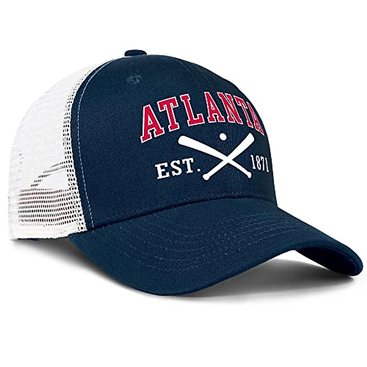 Chsetes Atlanta Hat Women Men Youth Embroidered Baseball Cap Mesh Trucker Hats Adjustable Snapback Hat Navy Blue Apparel Gifts