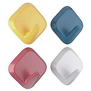 NovaHome Adhesive Wall Hooks for Hanging Decorative Plastic Hooks Heavy Duty (11 lbs/5kg) Towel Hooks Coat Hooks for Wall Key Hook Hanging for Kitchen Shower Door Home Improvement 4 Pack