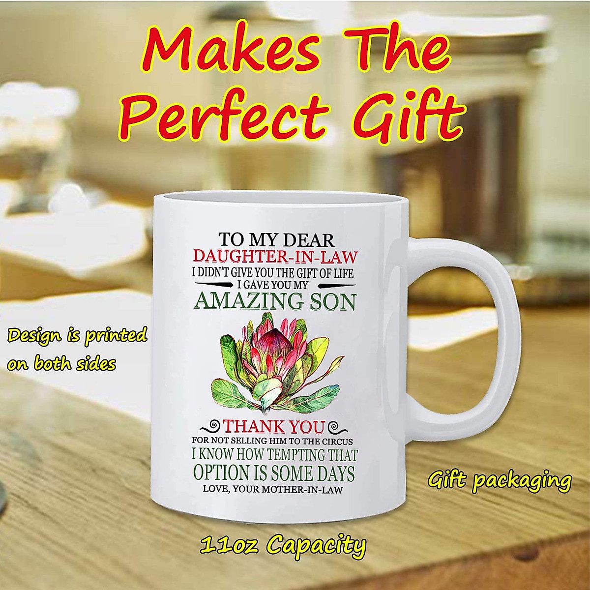 Kwieema Daughter- In- Law Coffee Mug To My Dear Daughter In Law I Gave You My Amazing Son Presents from Mother-In-Law Mugs Birthday Ceramic Cup 11oz …