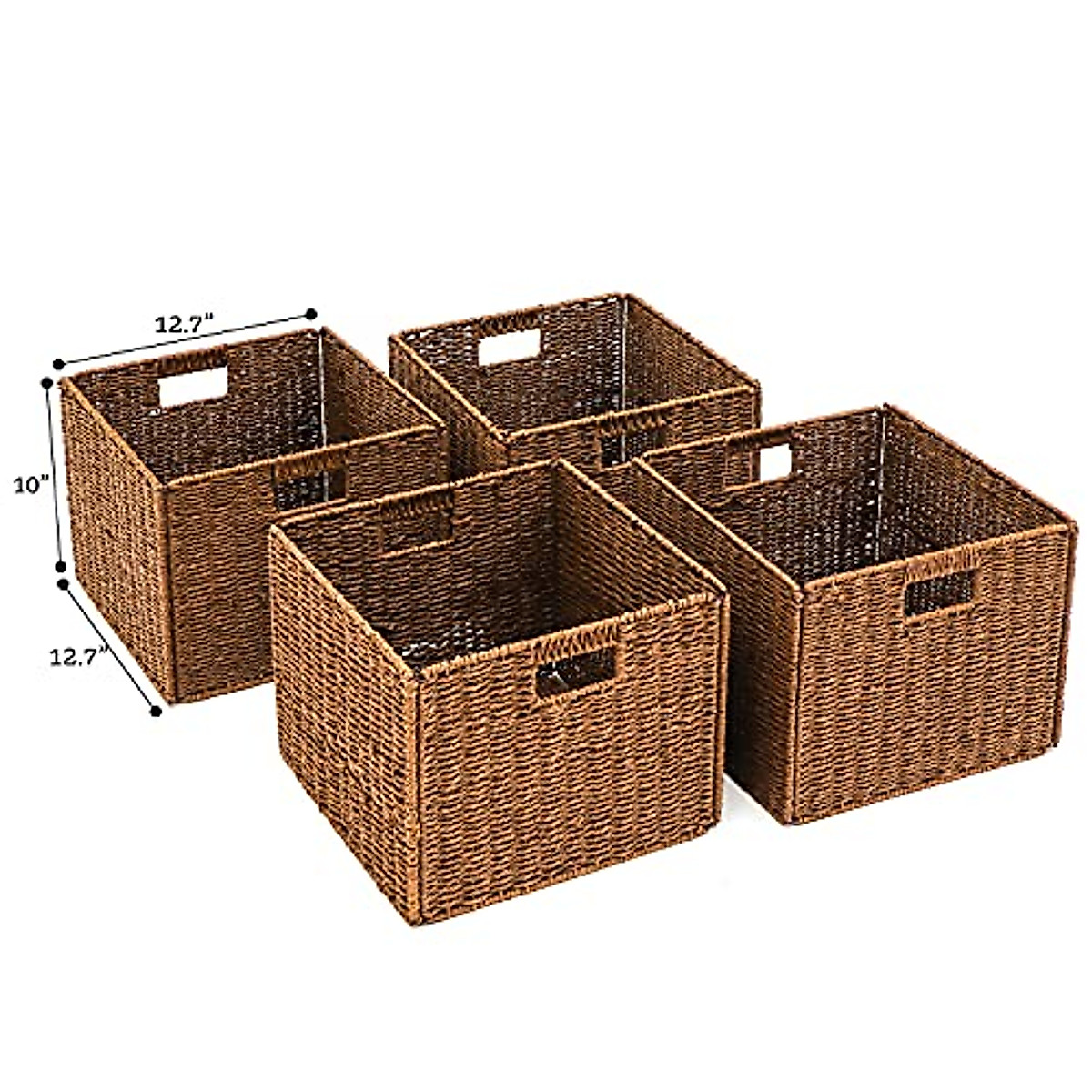 Trademark Innovations Foldable Storage Basket Brown 12.7"L x 12.7"W x 10"H