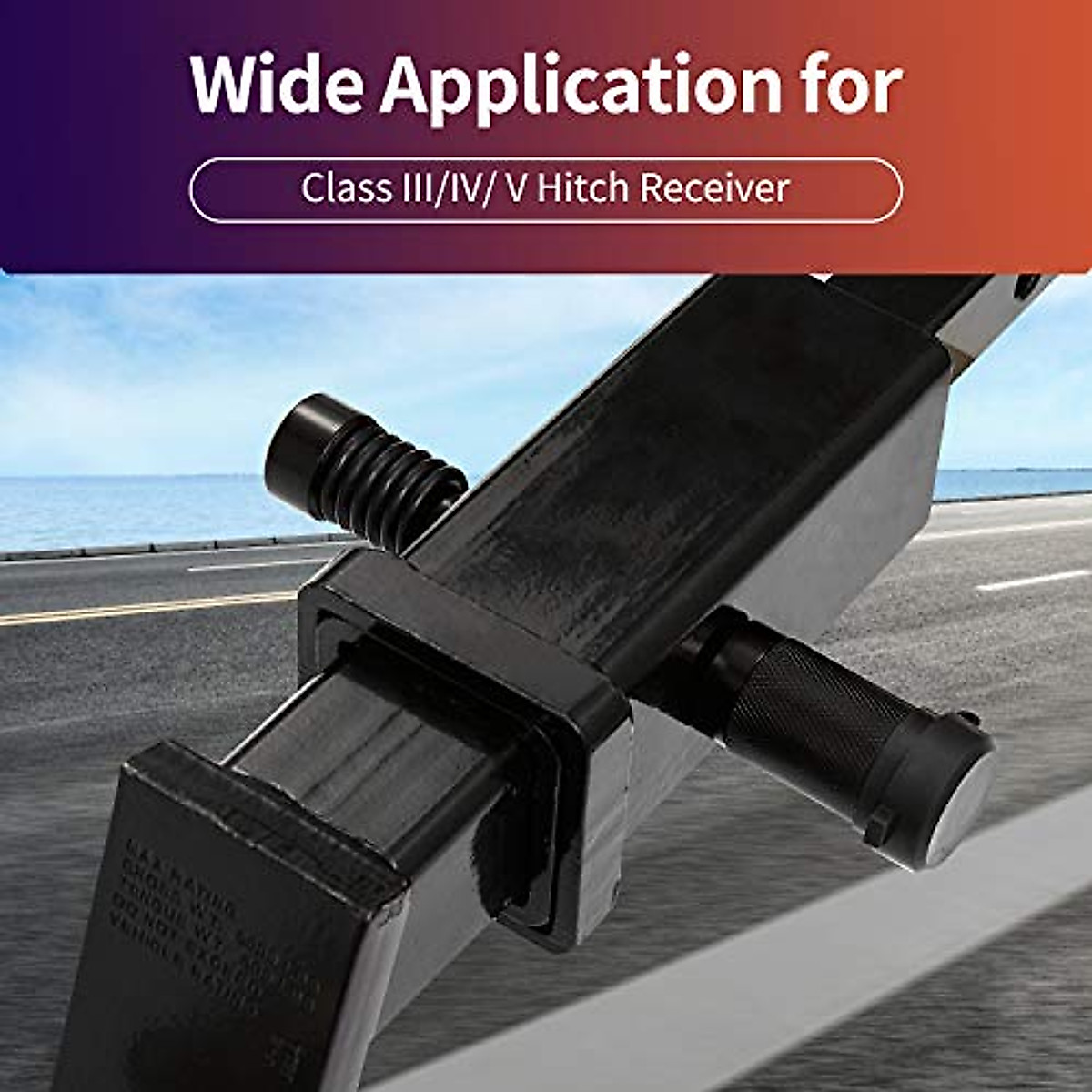 METOWARE Trailer Hitch Receiver Lock Pin, 5/8" Dia, 4” Long Pin with 3/4" Dia Adaptor, 16 Rubber O-Rings, Black Pin Hitch Receiver Lock for Class III IV Hitches, Trailer, Truck, Car, Boat