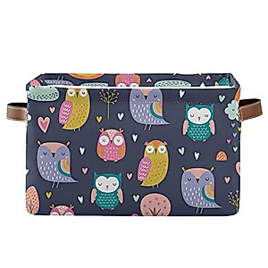 xigua Owl Storage Basket Storage Bin Organizer Basket, Foldable Rectangular Storage Box with Handles for Home Office