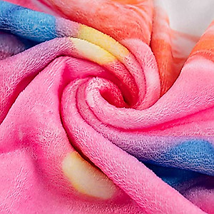 BATTILO HOME 71 Inch Pink Donut Blanket for Adult and Kids, Soft and Comfortable Flannel Round Blanket for Bedding,Funny Blanket Giant Food Blanket Gifts for Crib, Sofa, Outdoors