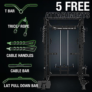 Mikolo Power Cage, 1500lbs Power Rack with LAT PullDown and Cable Crossover System, Squat Rack with Pulley System, Weight Cage for Home Gym with Training Attachments(BLACK)