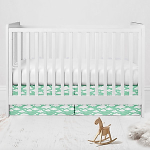 Bacati Clouds in The City Mint Clouds Crib/Toddler Bed Skirt Dust Ruffle, Mint/Grey