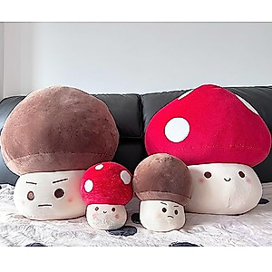 Hofun4U Mushroom Plush Toy, 9 inch Mushroom Shaped Plush Pillow, Smile Mushroom Stuffed Plush, Sofa Car Bed Office Home Decor Kids Adults Birthday Gift (RED)