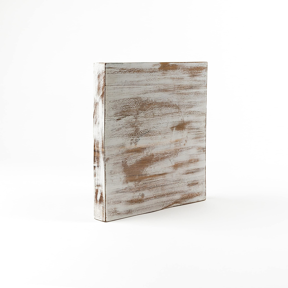 Set of 2 White Decorative Farmhouse Tray Risers with Feet, Square Rustic Wooden Stand and Pedestal, Home Centerpiece Decor