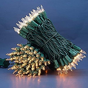 SWEET SHINE Clear Christmas Lights, 200 Lights 66 ft Green Wire, Pack of 2 Strands 100 Count UL Listed Holiday String Light (Clear - Green Wire)