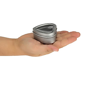 Dicunoy 20 Pack 2oz Metal Tins, Heart Shaped Empty Tin Box With Lids, Candle Jars Gift Storage Container Cans With Clear Window For Candle Making, Candies, Treasures