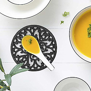 Trivet 6.7 Inch, Cast Iron Trivet With Rubber Pegs/Feet Non-Slip, Rustic Trivets For Hot Pots And Pans, Decorative Kitchen Trivet Mats Hot Pads Pot Coasters(2 Pack)