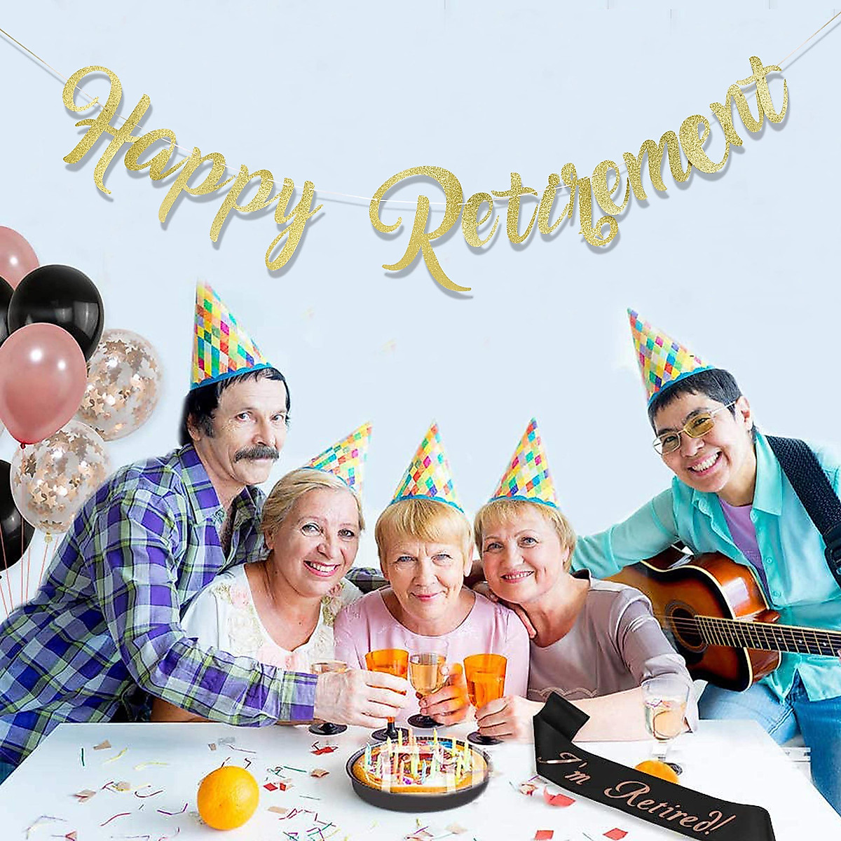 Happy Retirement Banner - Retirement Party Decorations,retirement Banner,happy Retirement Sign,glitter Banner Retirement Decor,office Work Party