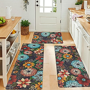 ASPMIZ 3 Pieces Kitchen Mats for Floor, Cushioned Anti-Fatigue Kitchen Rugs Non Slip Memory Foam Kitchen Mats and Rugs Waterproof Kitchen Floor Comfort Mats 18'' x 30'' + 18'' x 48'' + 18'' x 60''