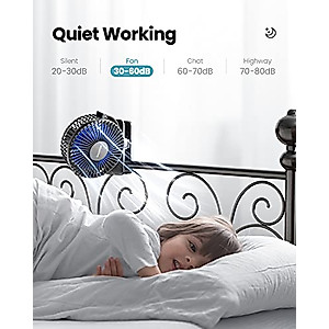 Gaiatop Portable Clip on Fan Battery Operated, Small Powerful USB Desk Fan, 3 Speed Quiet Rechargeable Mini Table Fan, 360° Rotate Personal Cooling Fan for Home Office Stroller Camping Black Blue