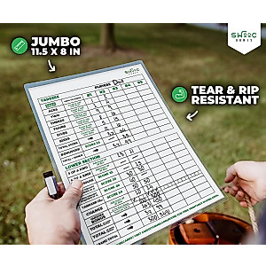 SWOOC Games - 5 Big Dry Erase Yardzee & Farkle Score Cards with 5 Markers (11.5in x 8in) | Large Laminated Reusable Pads & Pens for Giant Dice Games | Jumbo Yardzee Score Card and Farkle Score Sheets